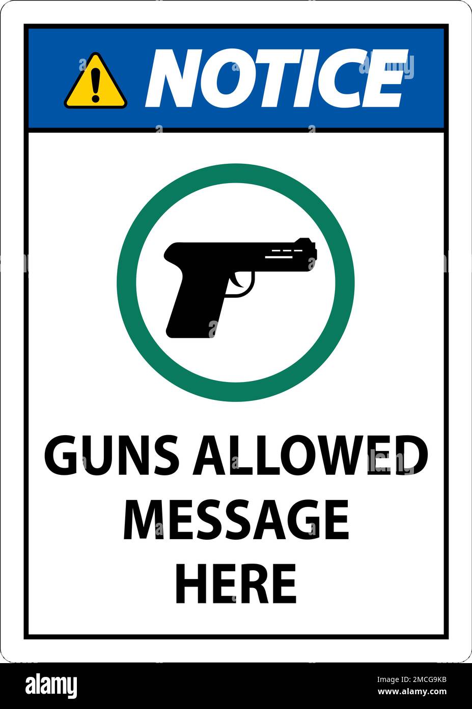 Custom Notice Firearms Allowed Sign Guns Allowed Message Here Stock ...