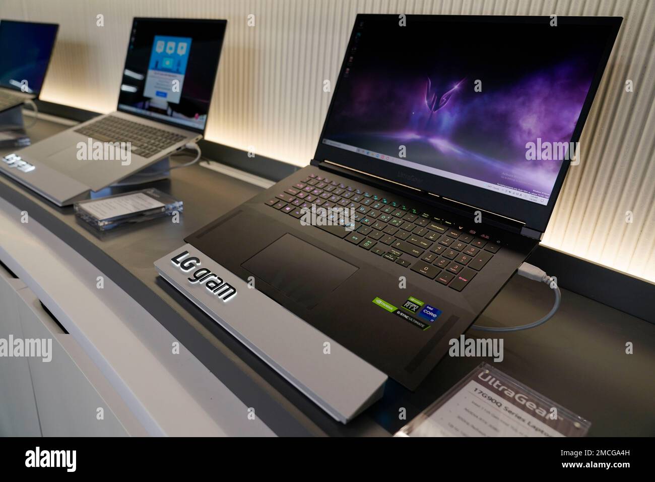 A new laptop computer, made especially for gaming, is displayed at the ...