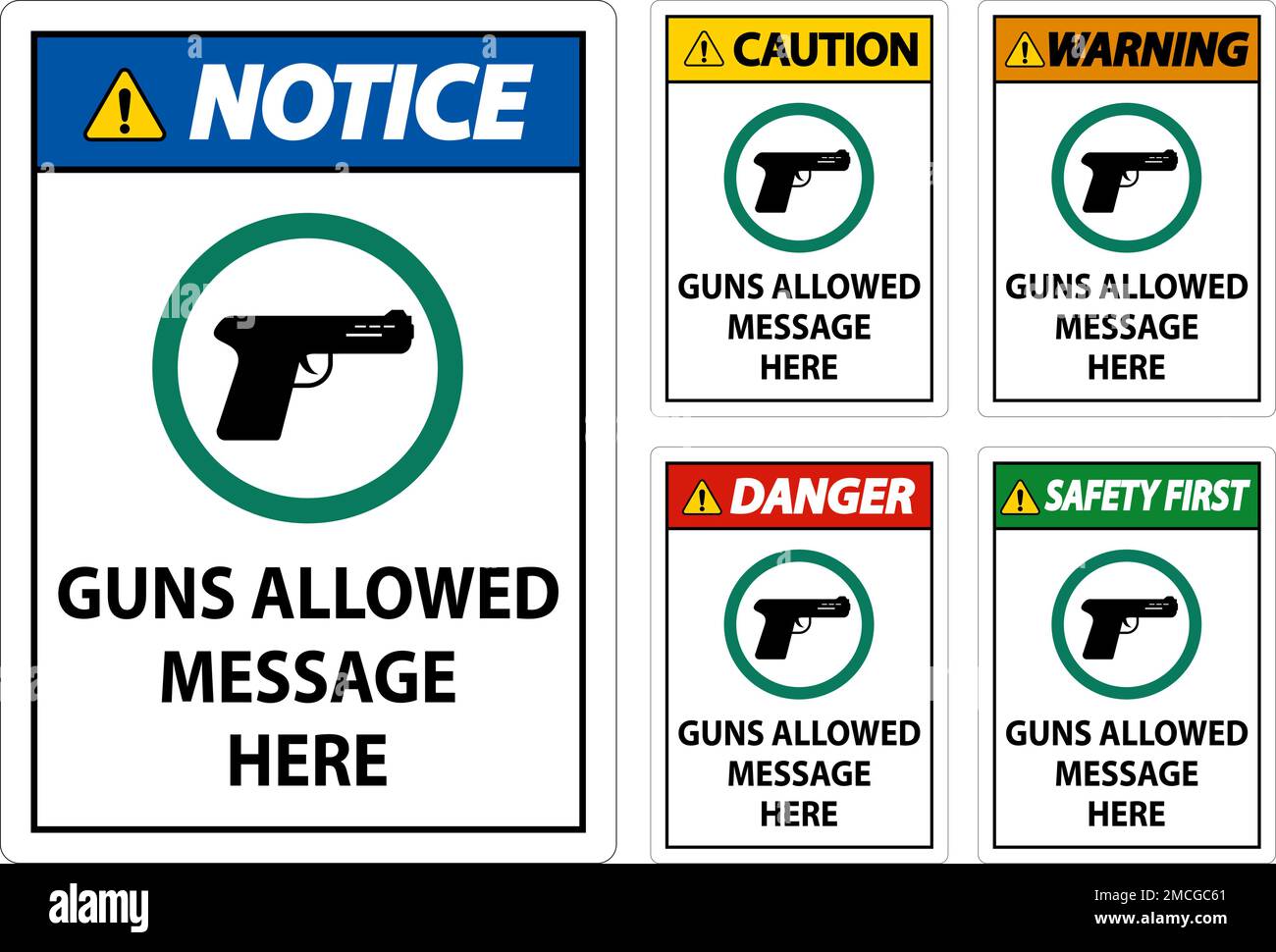 Custom Notice Firearms Allowed Sign Guns Allowed Message Here Stock ...