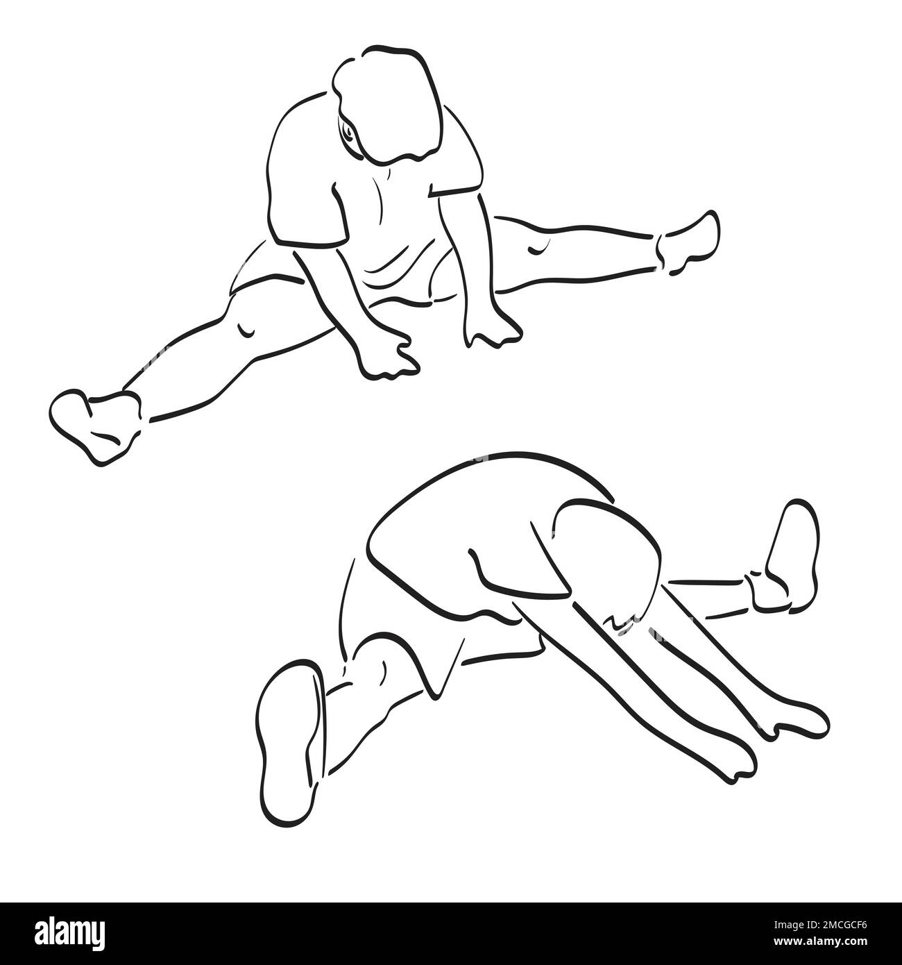 fat woman stretching her legs illustration vector hand drawn isolated ...