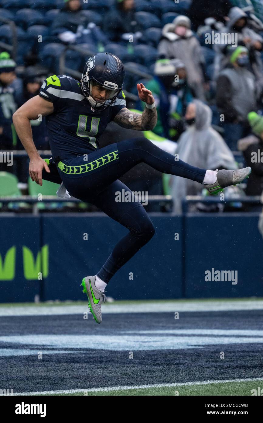 Seattle Seahawks punter Michael Dickson is pictured durng warmups ...