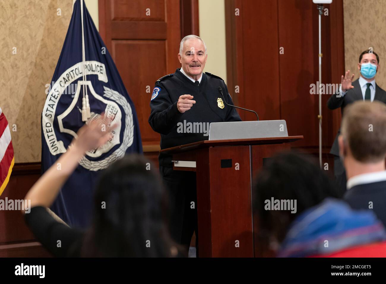 Capitol Police Chief Tom Manger takes questions as the U.S. Capitol ...