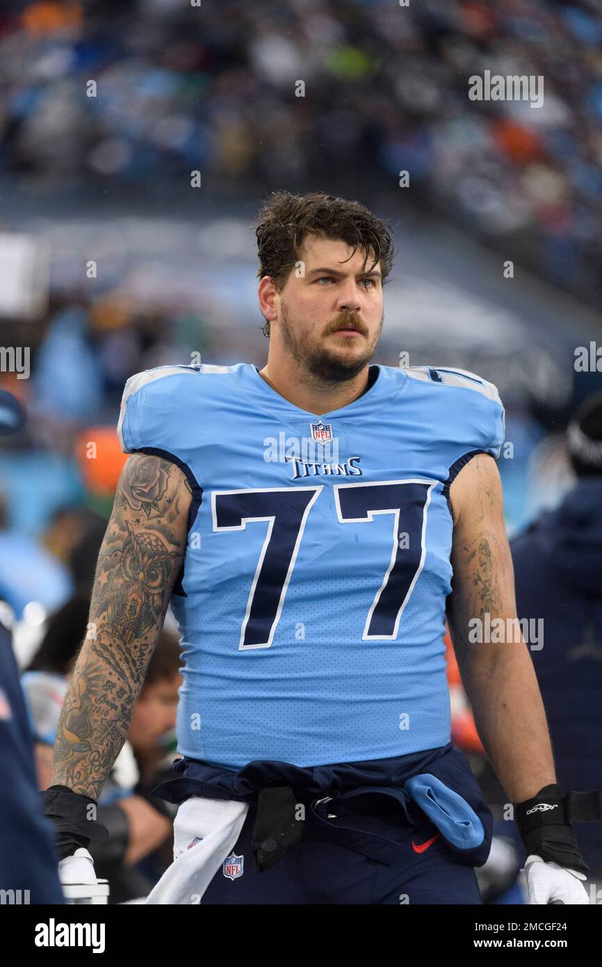 Tennessee Titans offensive tackle Taylor Lewan (77) is shown during an ...
