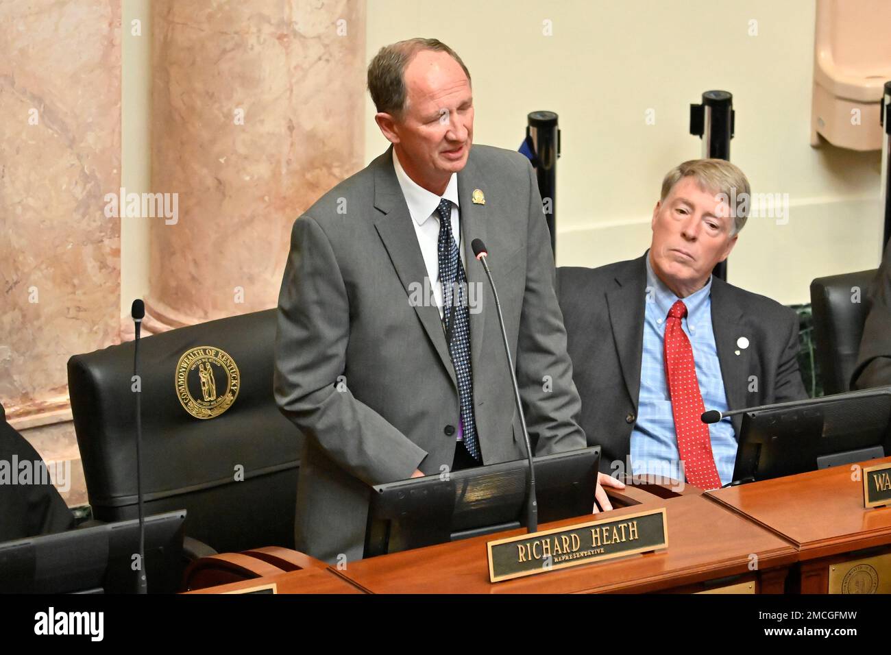 Kentucky State Representative Richard Heath (R) addresses the members ...
