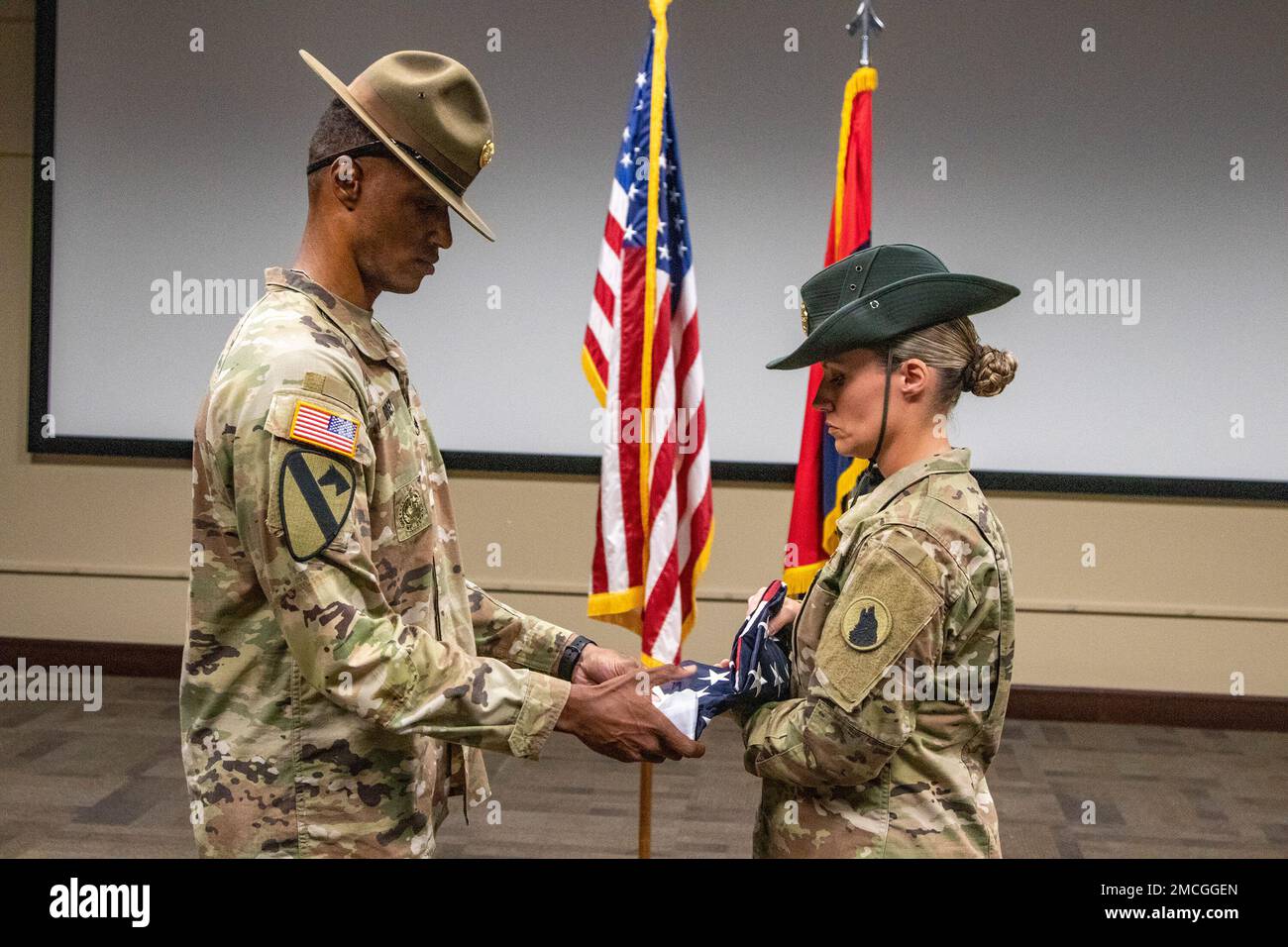 Army Reserve drill sergeants Staff Sgt. Jeffrey Ousley, left, and Sgt ...