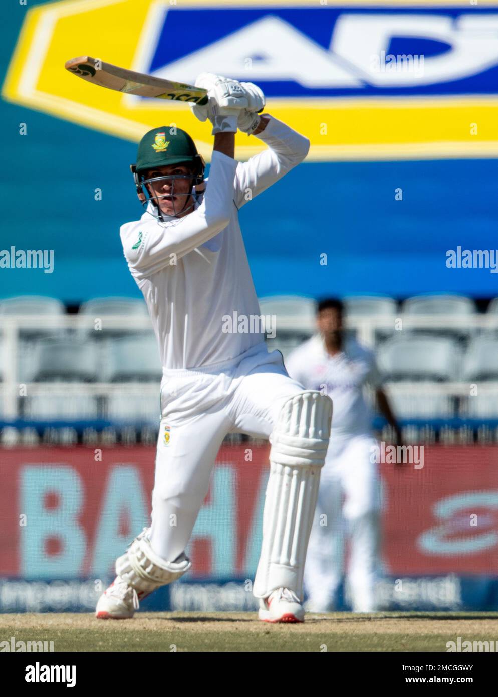 South Africa's batsman Marco Jansen watches a shot during the second ...