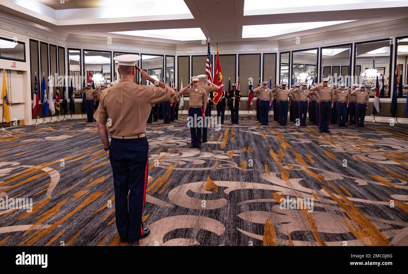 U.S. Marines with Recruiting Station (RS) Richmond, 4th Marine Corps District, stand in ...