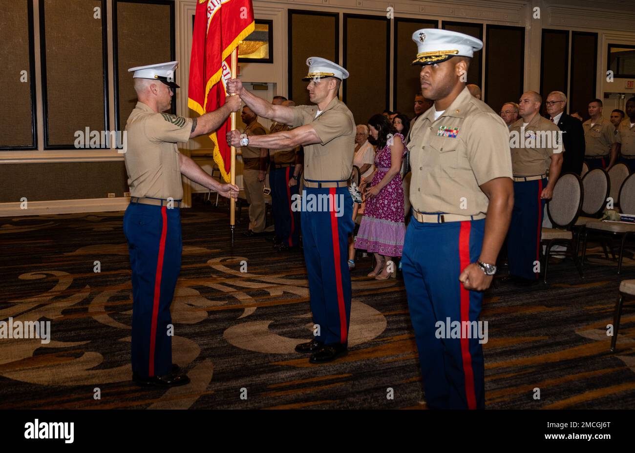 U.S. Marine Corps SgtMaj. Christopher Maddox, left, the sergeant major of Recruiting Station (RS ...
