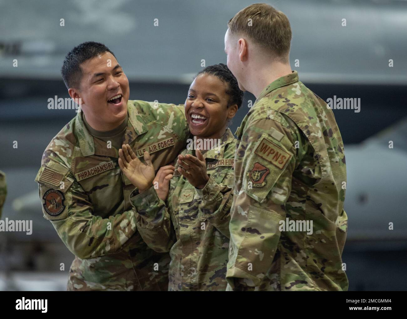 U.S. Air Force Airmen assigned to the 14th Aircraft Maintenance Unit ...
