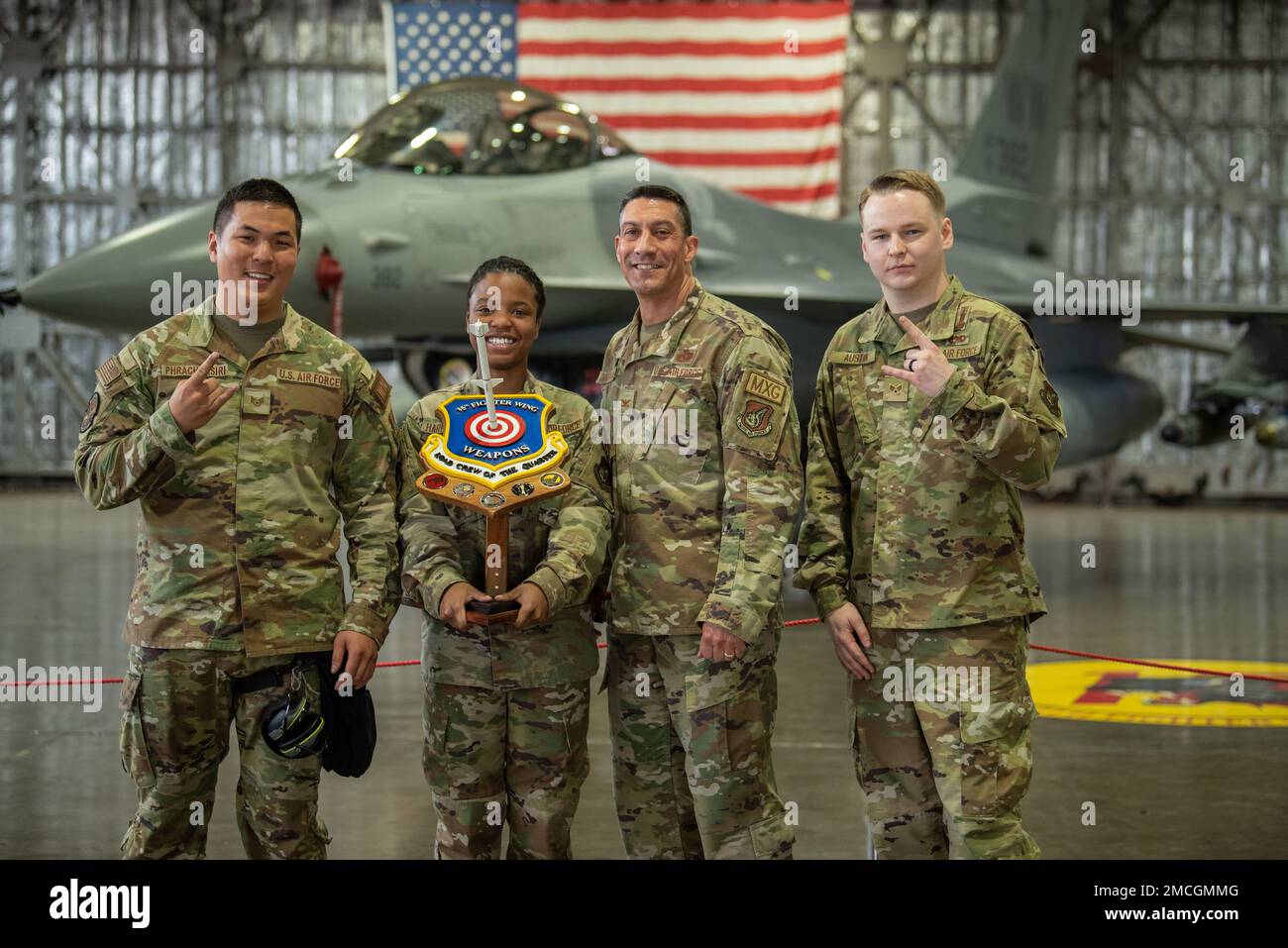 U.S. Air Force Airmen with the 14th Aircraft Maintenance Unit (AMU ...