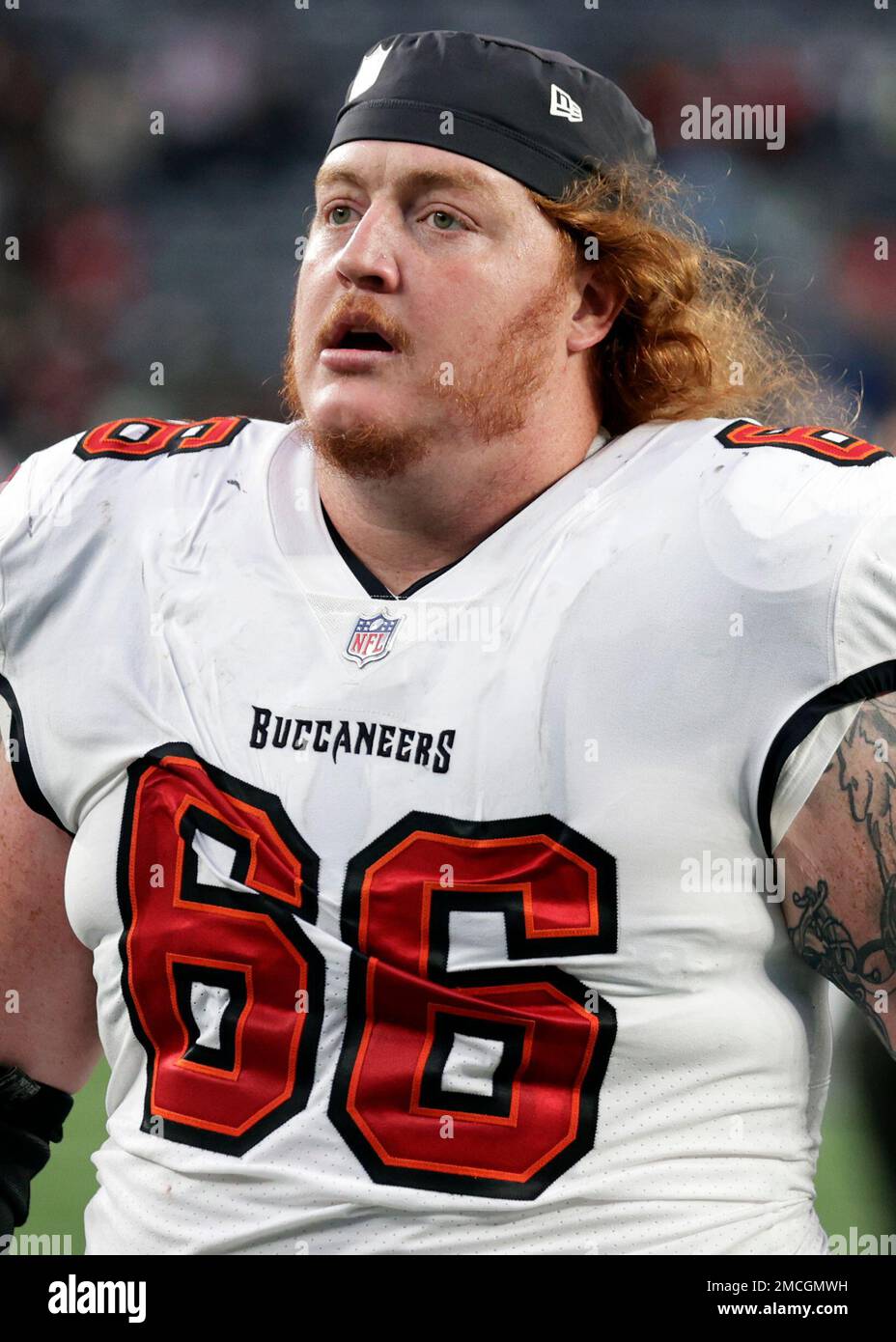 Tampa Bay Buccaneers center Ryan Jensen (66) reacts walking off the ...