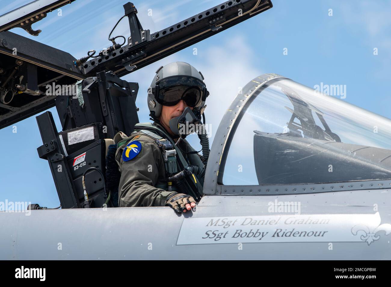 A U.S. Air Force pilot sits in an F-15C Eagle at Muniz Air National ...