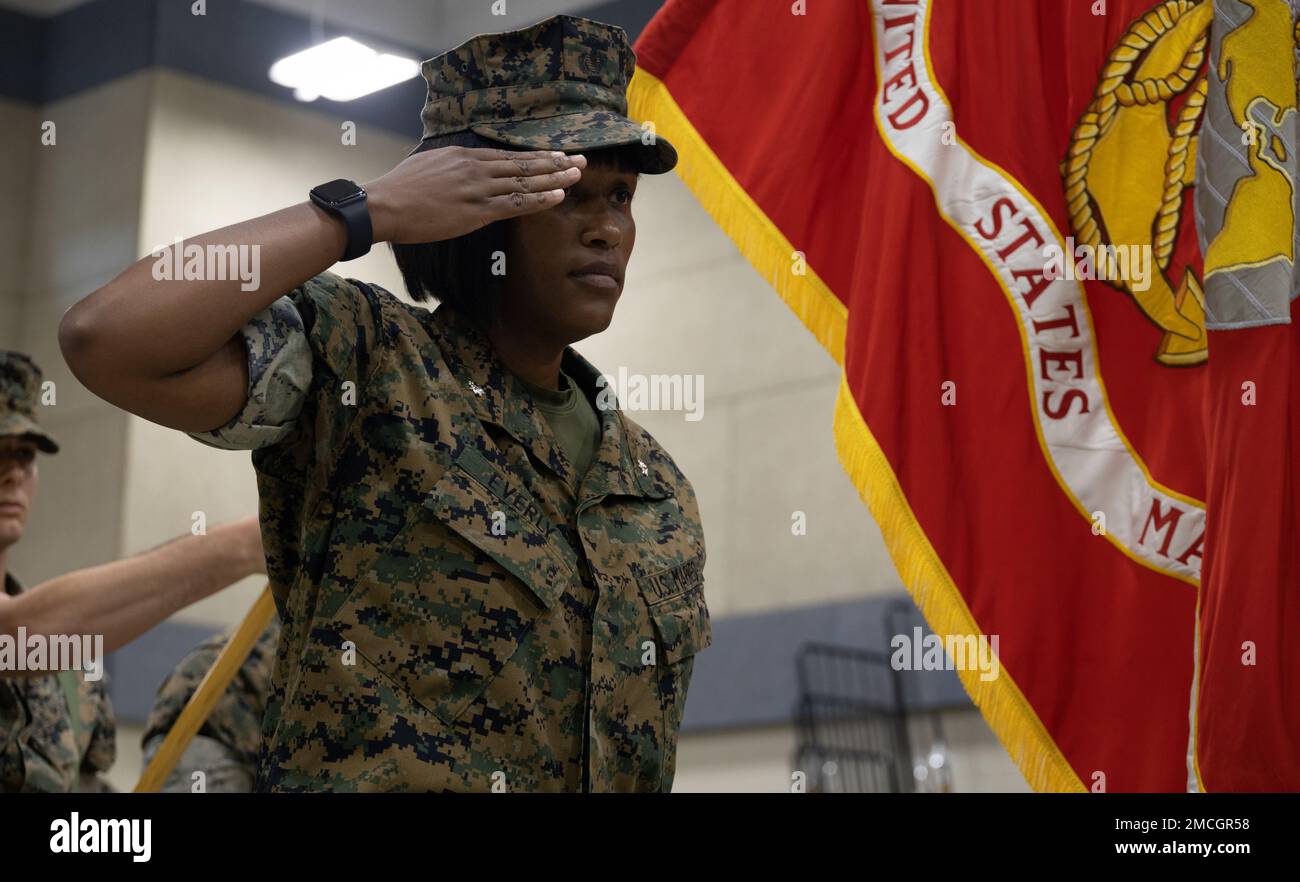 U.S. Marine Corps Lt. Col. NaTasha M. Everly, outgoing commanding ...