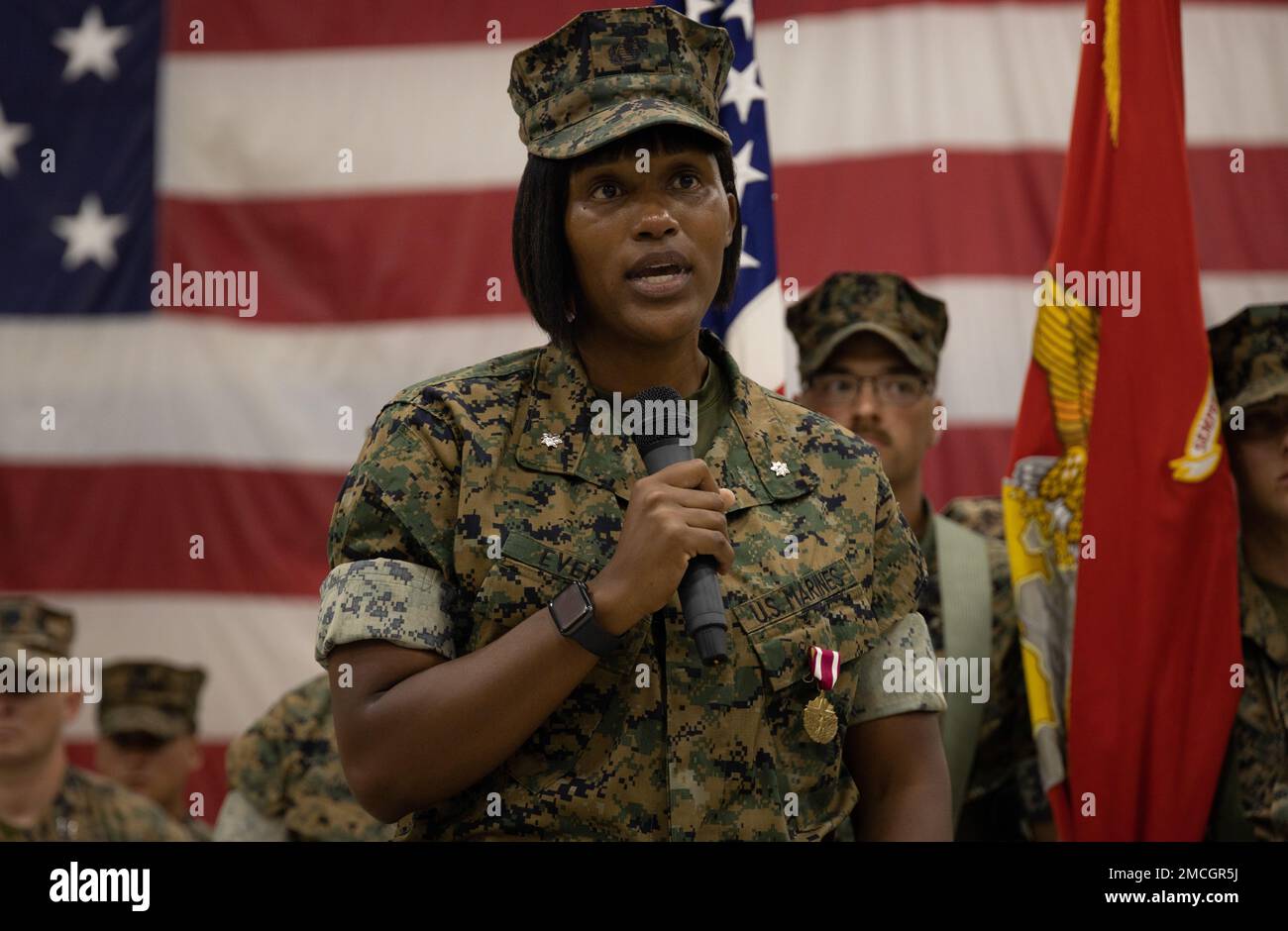 U.S. Marine Corps Lt. Col. NaTasha M. Everly, outgoing commanding ...