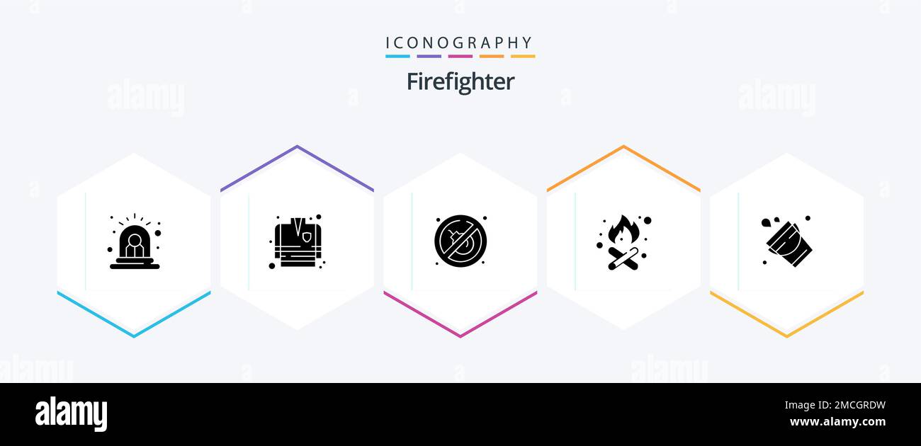 Firefighter 25 Glyph icon pack including . firefighter. no. fire. fire ...