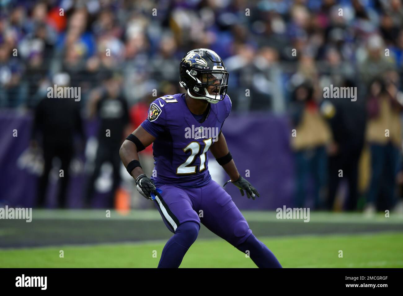 Baltimore Ravens Brandon Stephens during the first half of an NFL ...