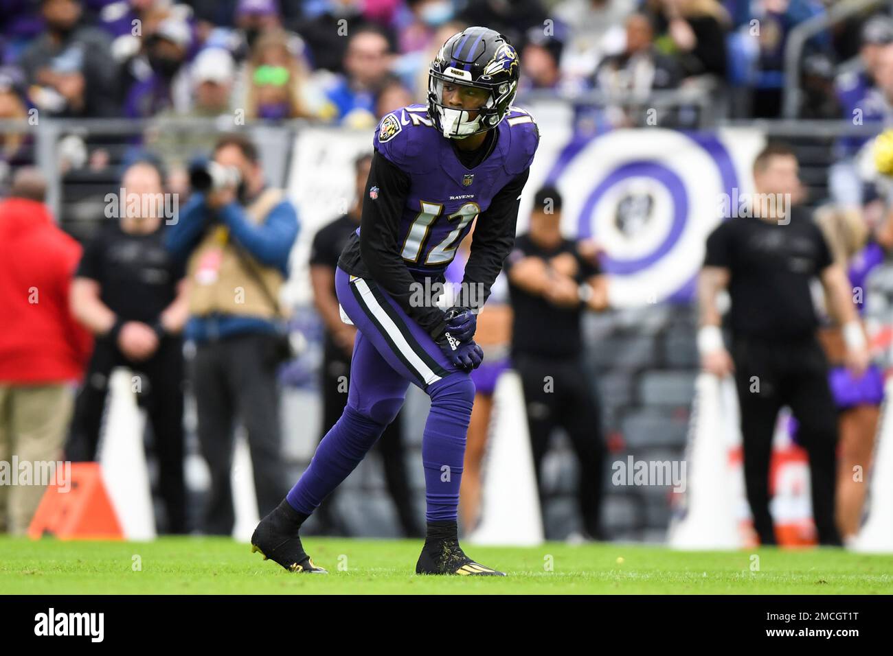 Baltimore Ravens wide receiver Rashod Bateman (12) in action during the ...