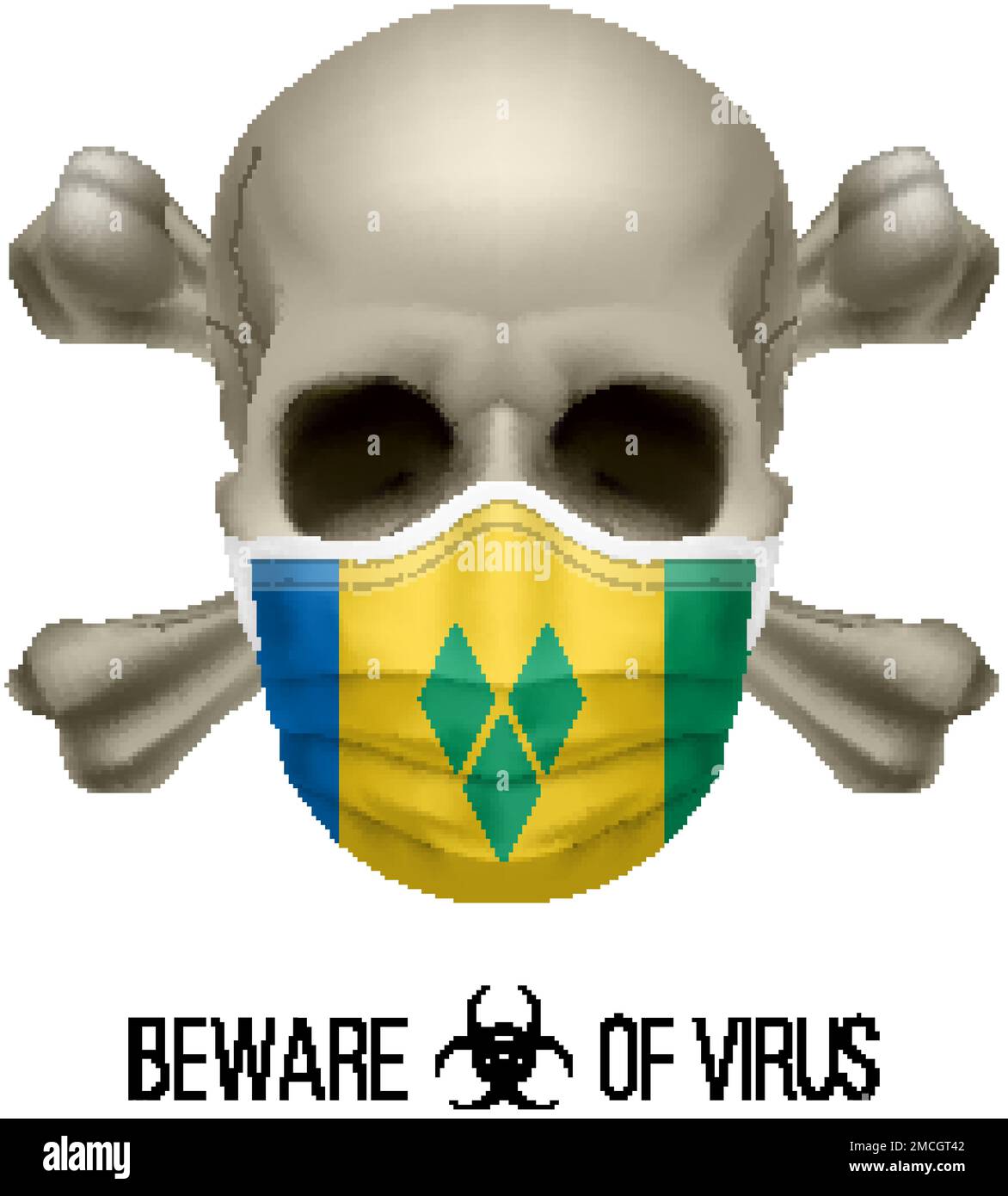 Human Skull and Surgical Mask in the Color of National Flag Saint ...