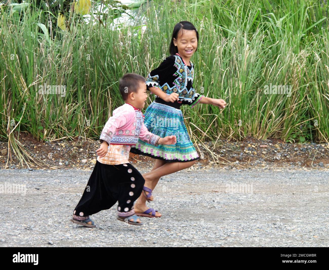Children hmong tribal and child thai karen ethnic on Mon Jam village ...