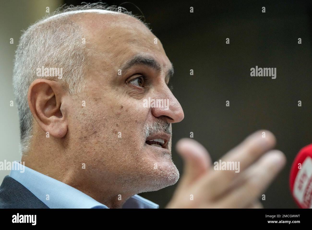 Former Lebanese Finance Minister Ali Hassan Khalil speaks during a ...