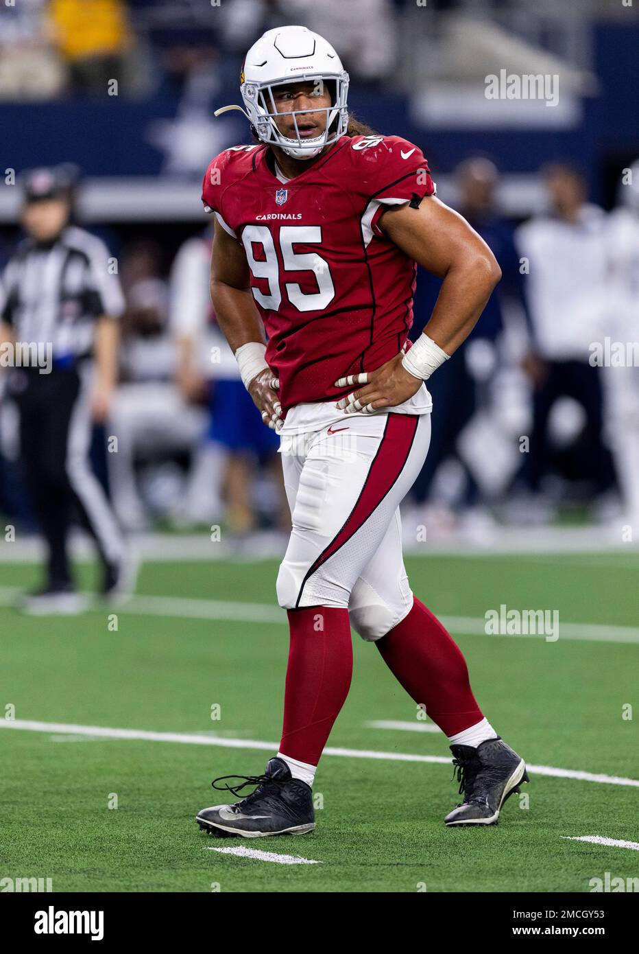 Arizona Cardinals defensive tackle Leki Fotu (95) looks on during an ...