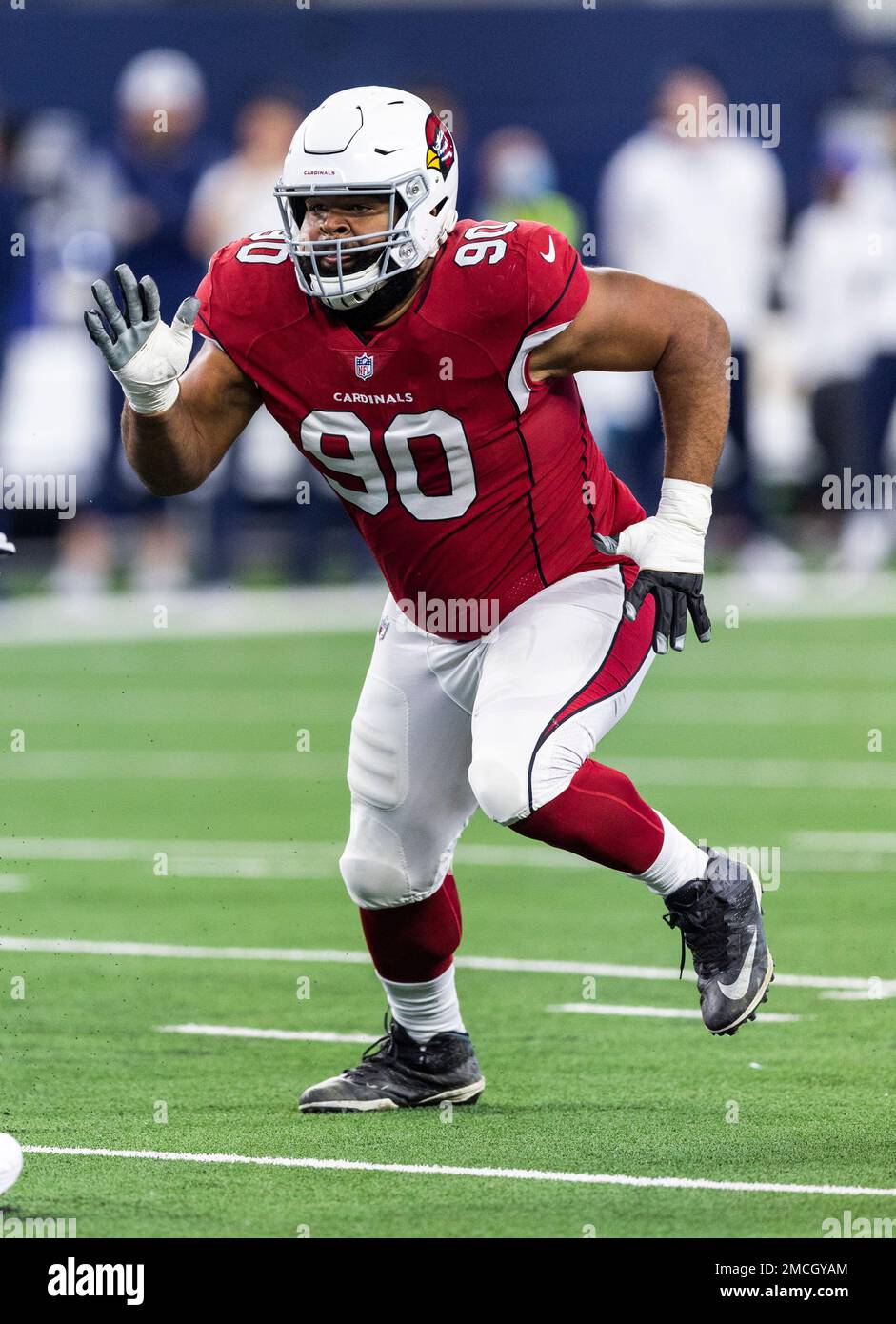 Arizona Cardinals defensive tackle Rashard Lawrence (90) defends during ...