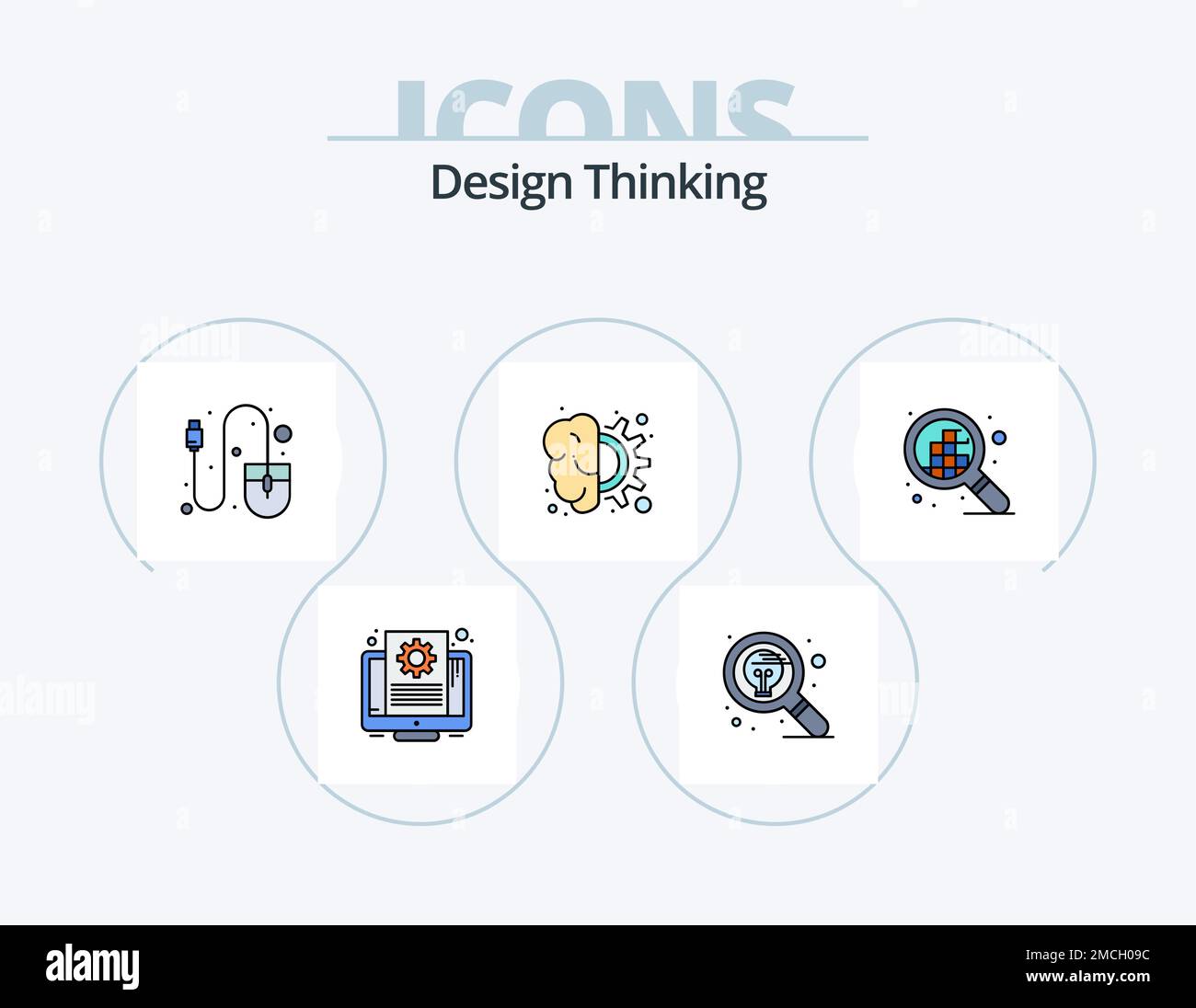 Design Thinking Line Filled Icon Pack 5 Icon Design Creative Search Production Images Stock