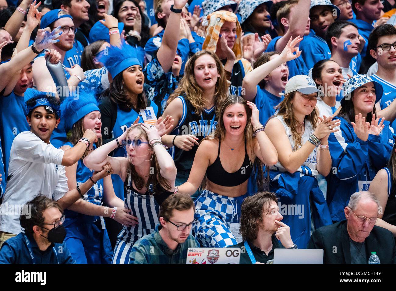 Duke student fans react during an NCAA college basketball game against ...