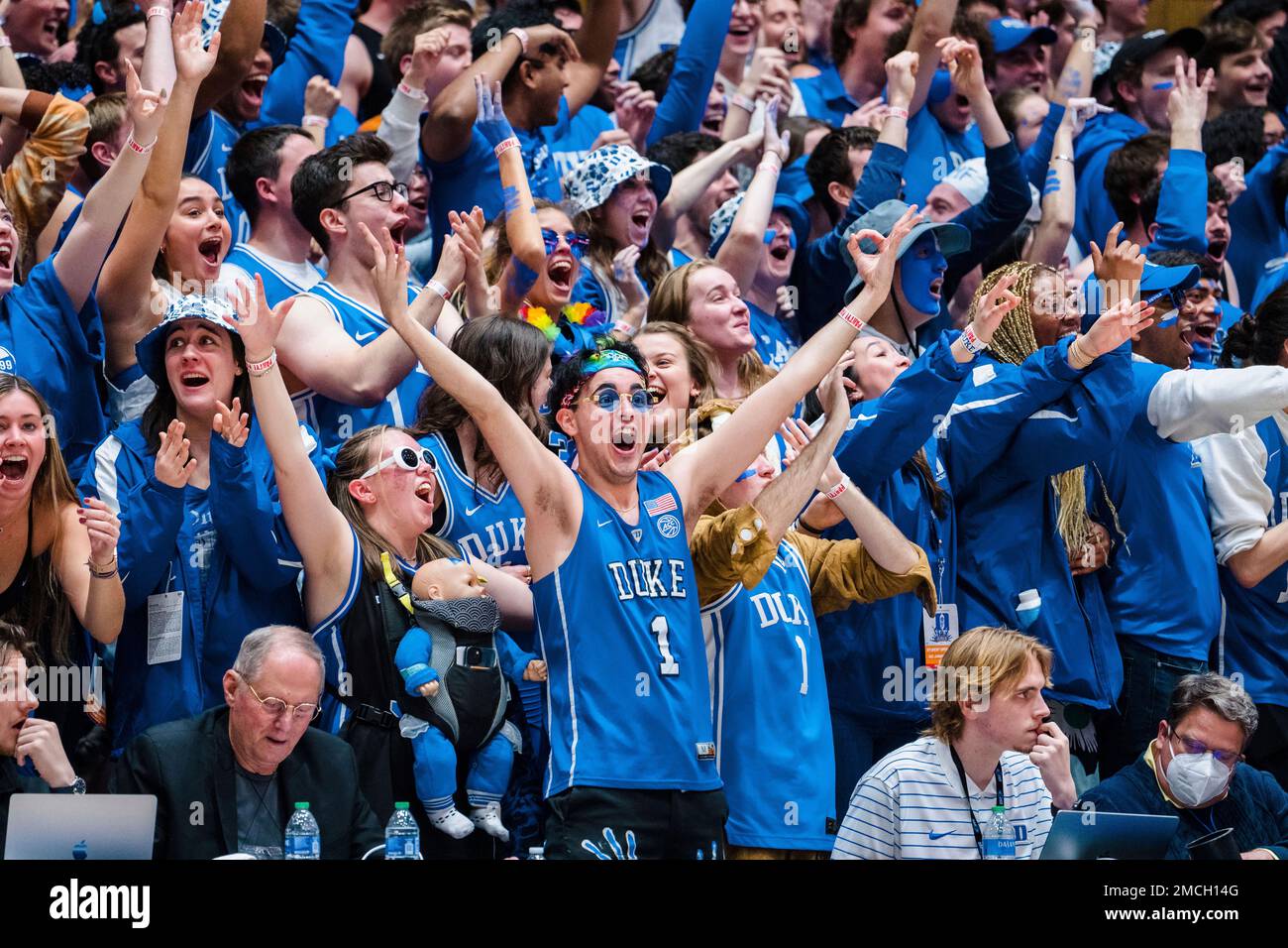 Duke student fans react during an NCAA college basketball game against ...