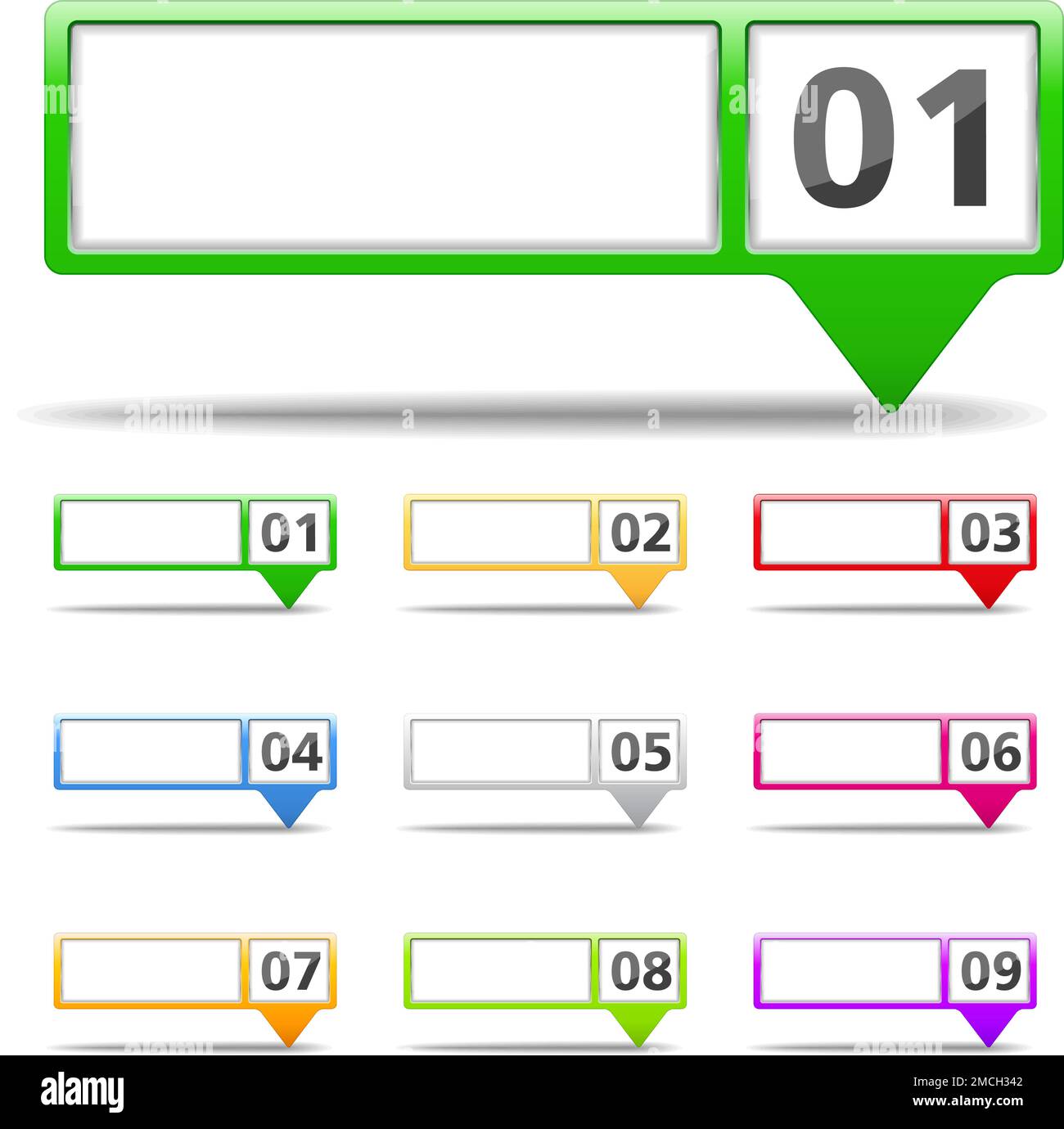 Set of map markers with numbers and place for your text, vector eps10 ...