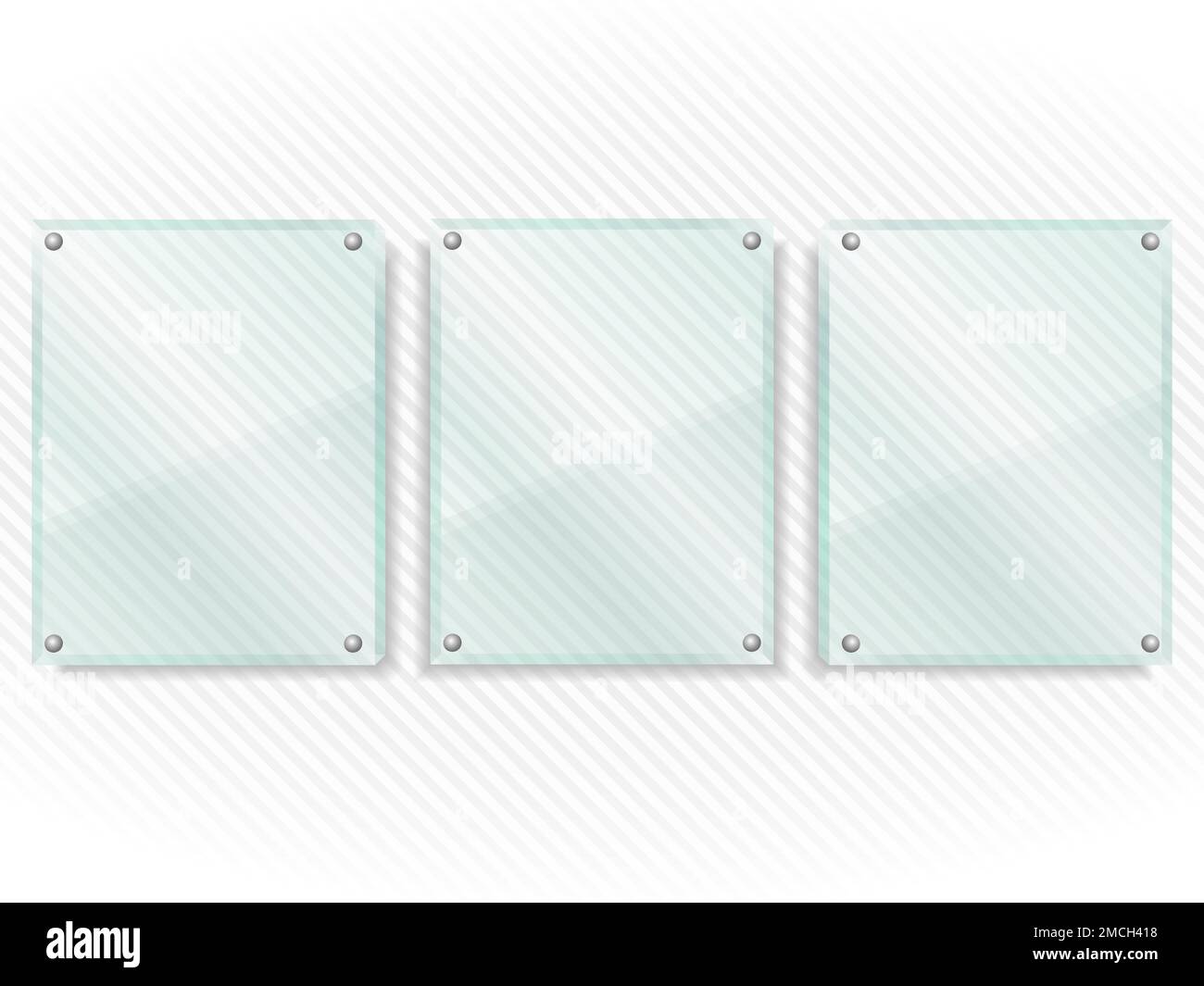 Transparent glass boards on striped background, vector eps10 ...