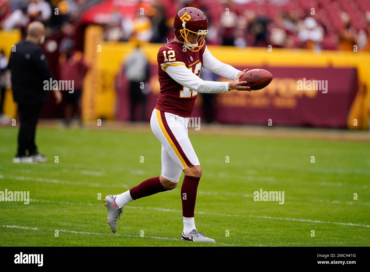 Washington Football Team punter Ryan Winslow (12) practicing during ...