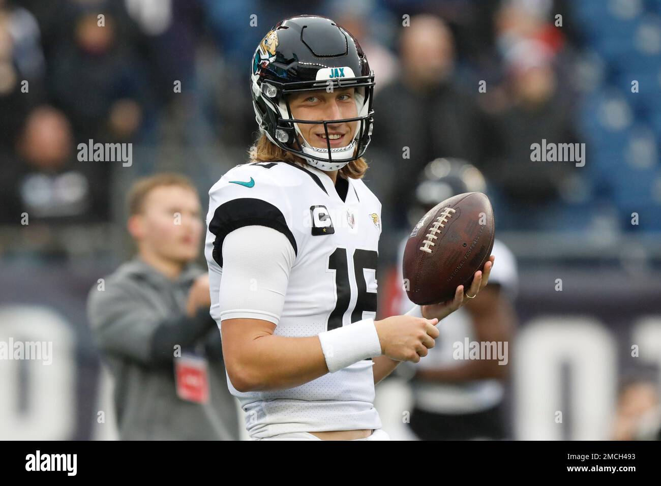 Jacksonville Jaguars quarterback Trevor Lawrence (16) prior to an NFL ...