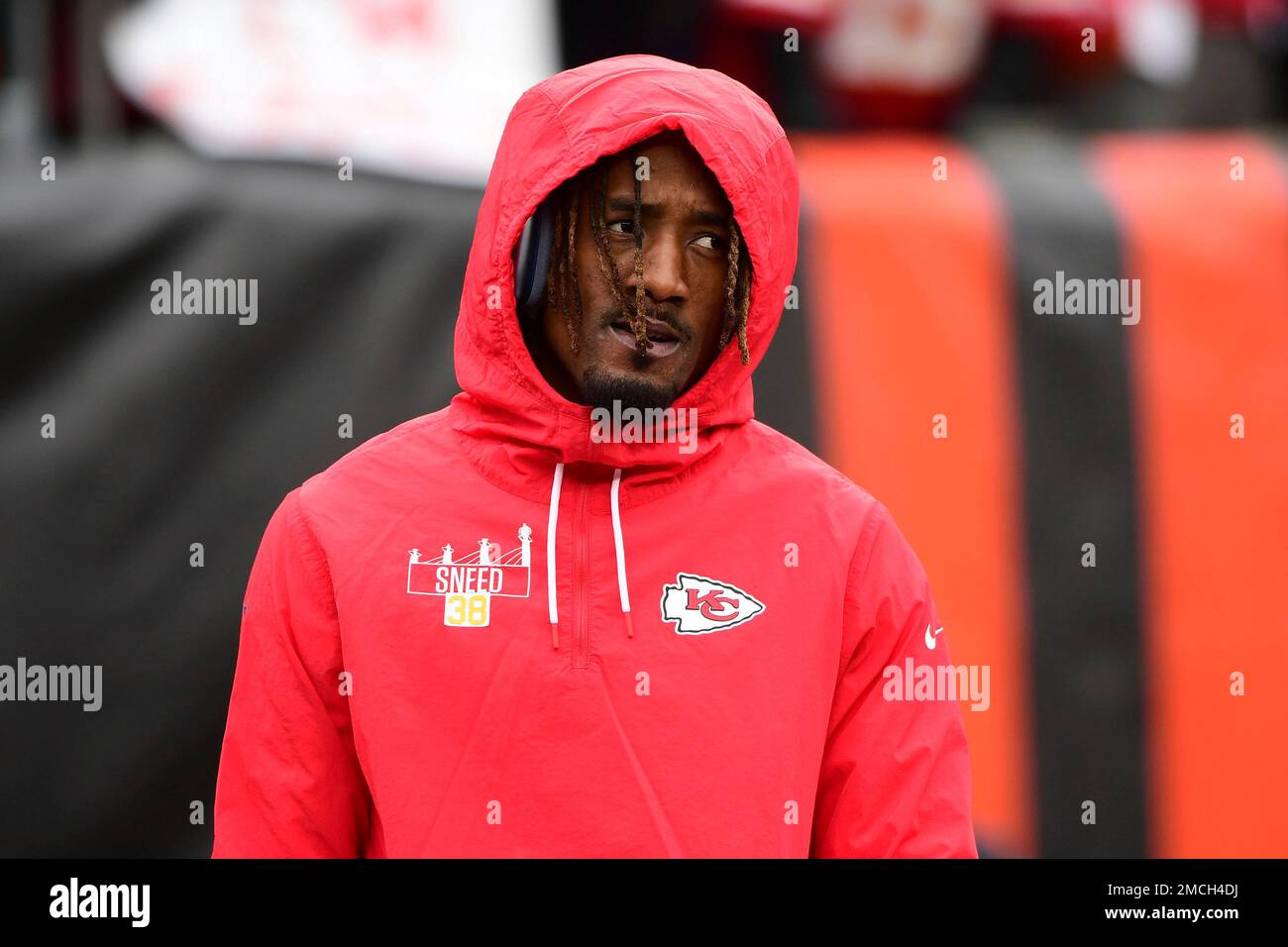 Kansas City Chiefs cornerback L'Jarius Sneed (38) warms up before an ...