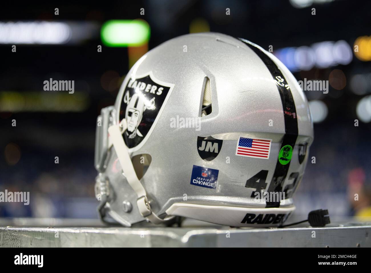 The Las Vegas Raiders helmets feature a sticker honoring John Madden ...