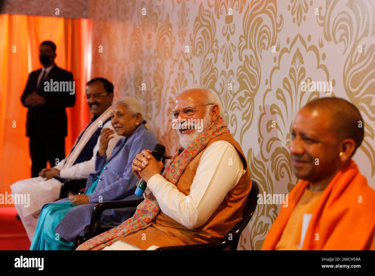 Indian Prime Minister Narendra Modi interacts with sports persons as he ...