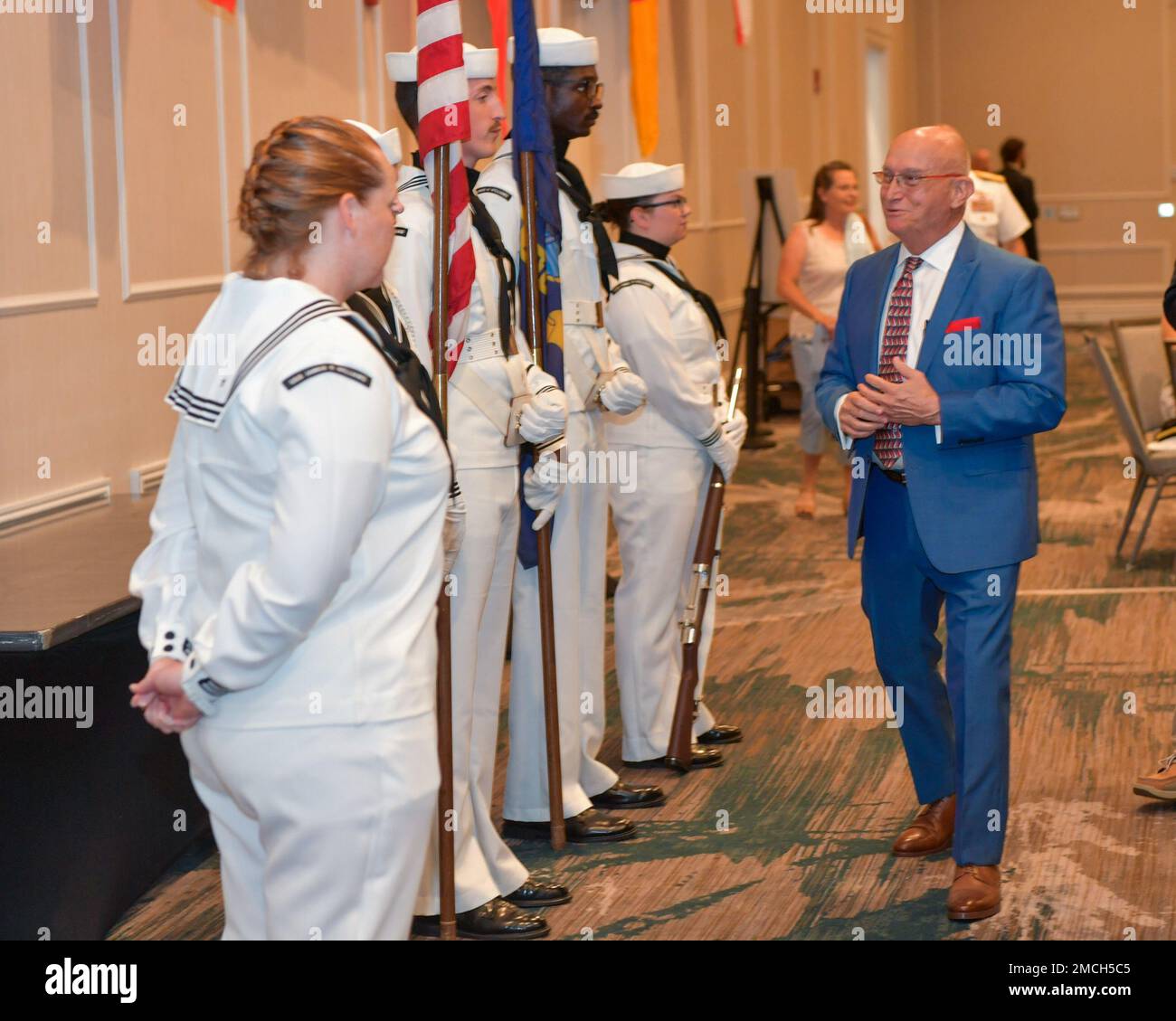 NORFOLK, Va. (July 2, 2022) – Vice Adm. (ret.) John Morgan greets ...