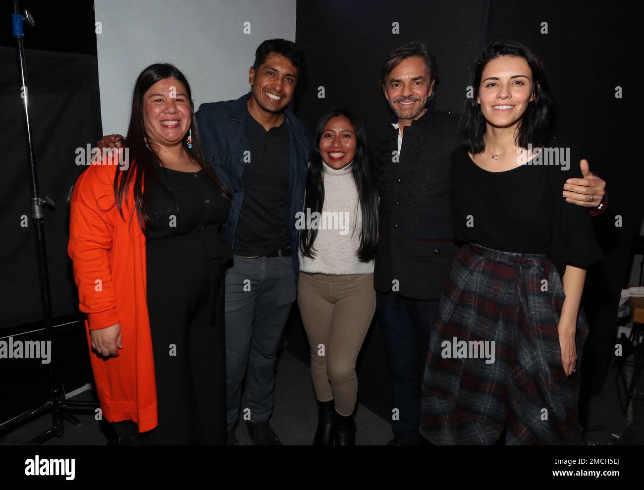 From left to right, Co-founder of The Latinx House Mónica Ramírez, actors Tenoch Huerta, Yalitza ...