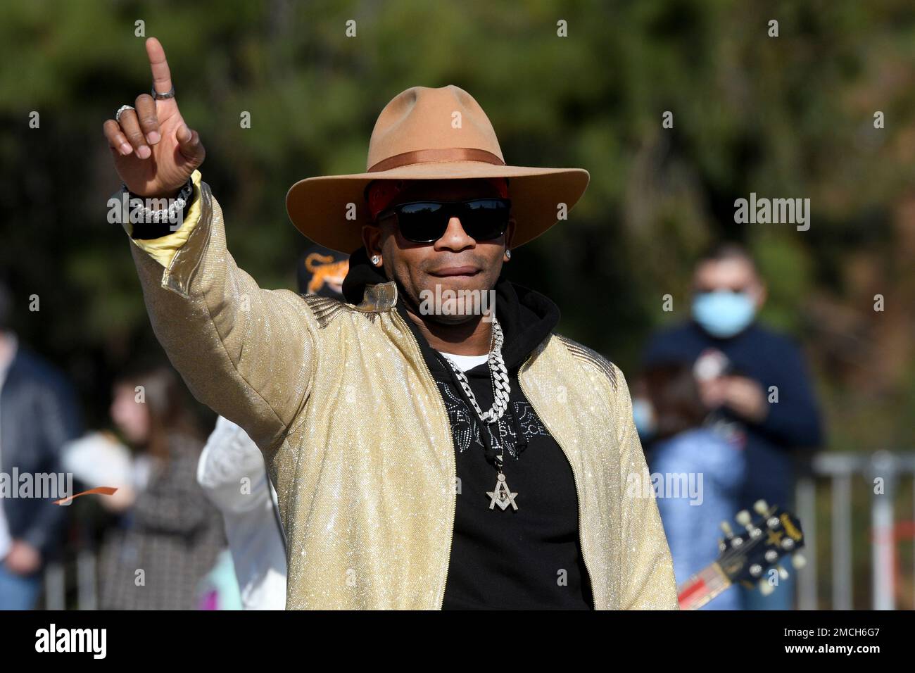 Singer Jimmie Allen on the Rose Parade Grand Finale float at the 133rd ...