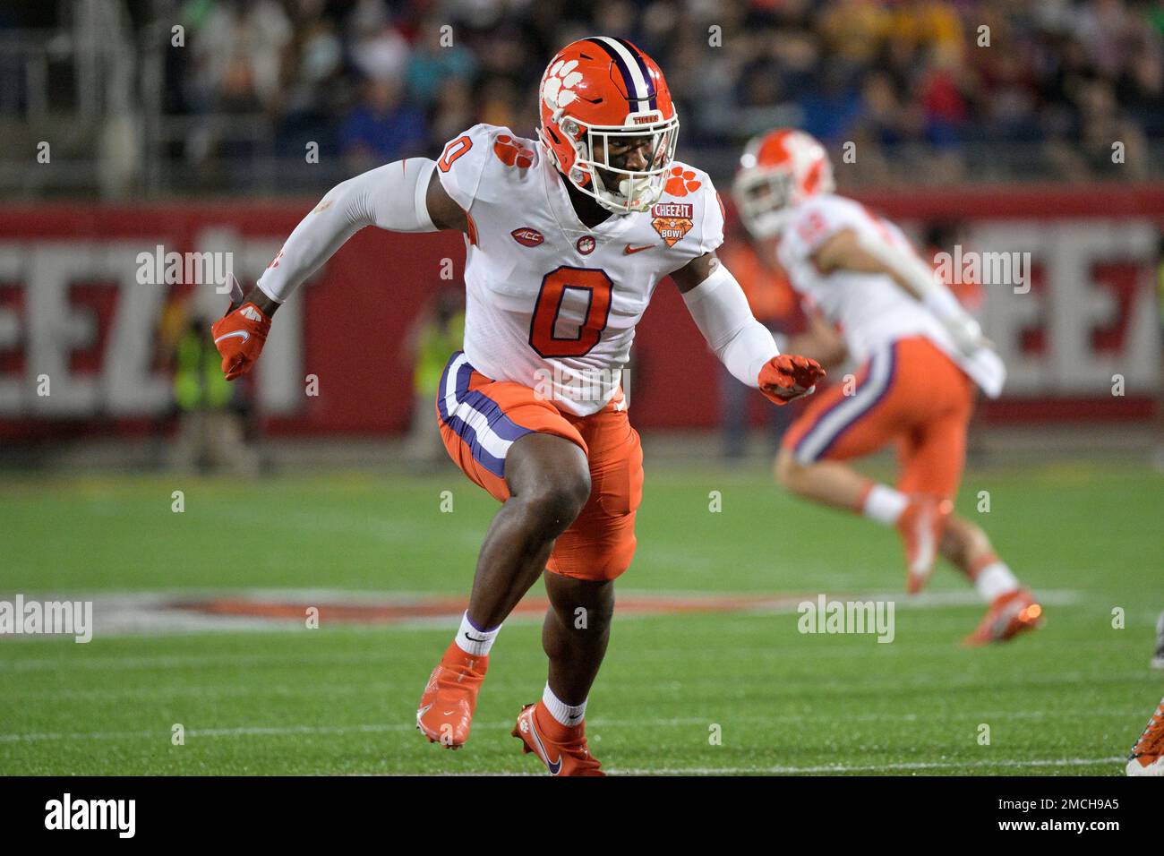 Clemson linebacker Barrett Carter (0) follows a play during the first ...