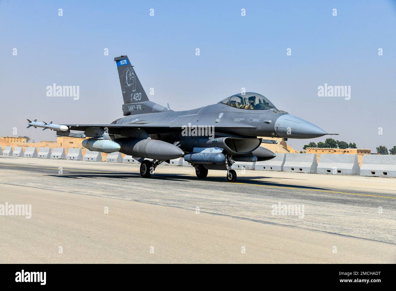 An F-16 Fighting Falcon assigned to the 179th Expeditionary Fighter ...
