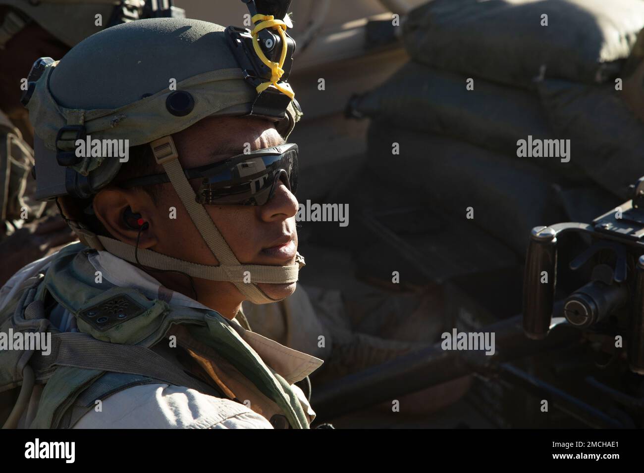 U.S. Army Soldier from the 11th Armored Cavalry Regiment, acting as an ...