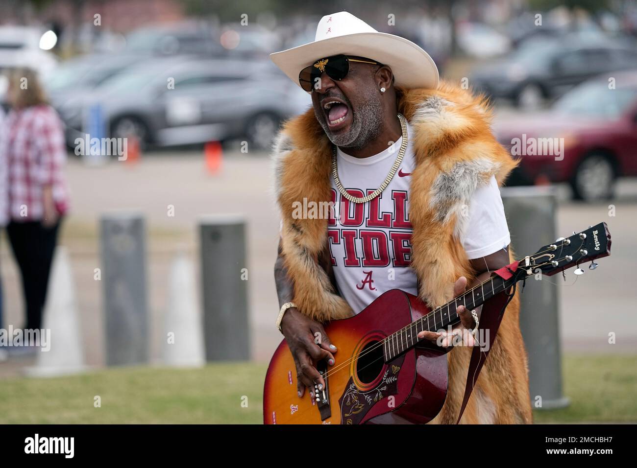The Ballin Mama Cowboy performs outside AT&T Stadium before the Cotton ...