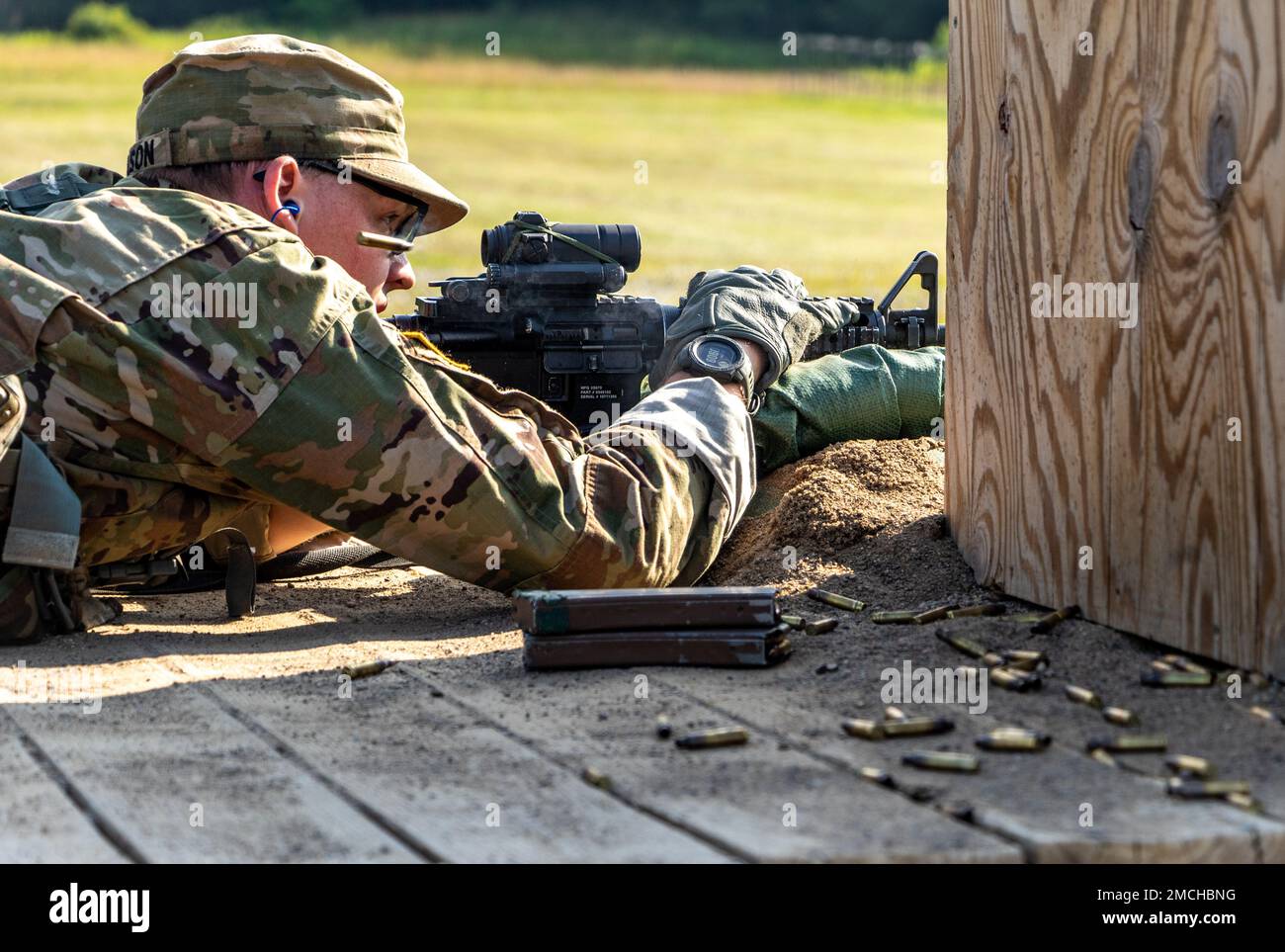 Army ROTC Cadet Jake Gleason completes his M-4 carbine qualification at ...
