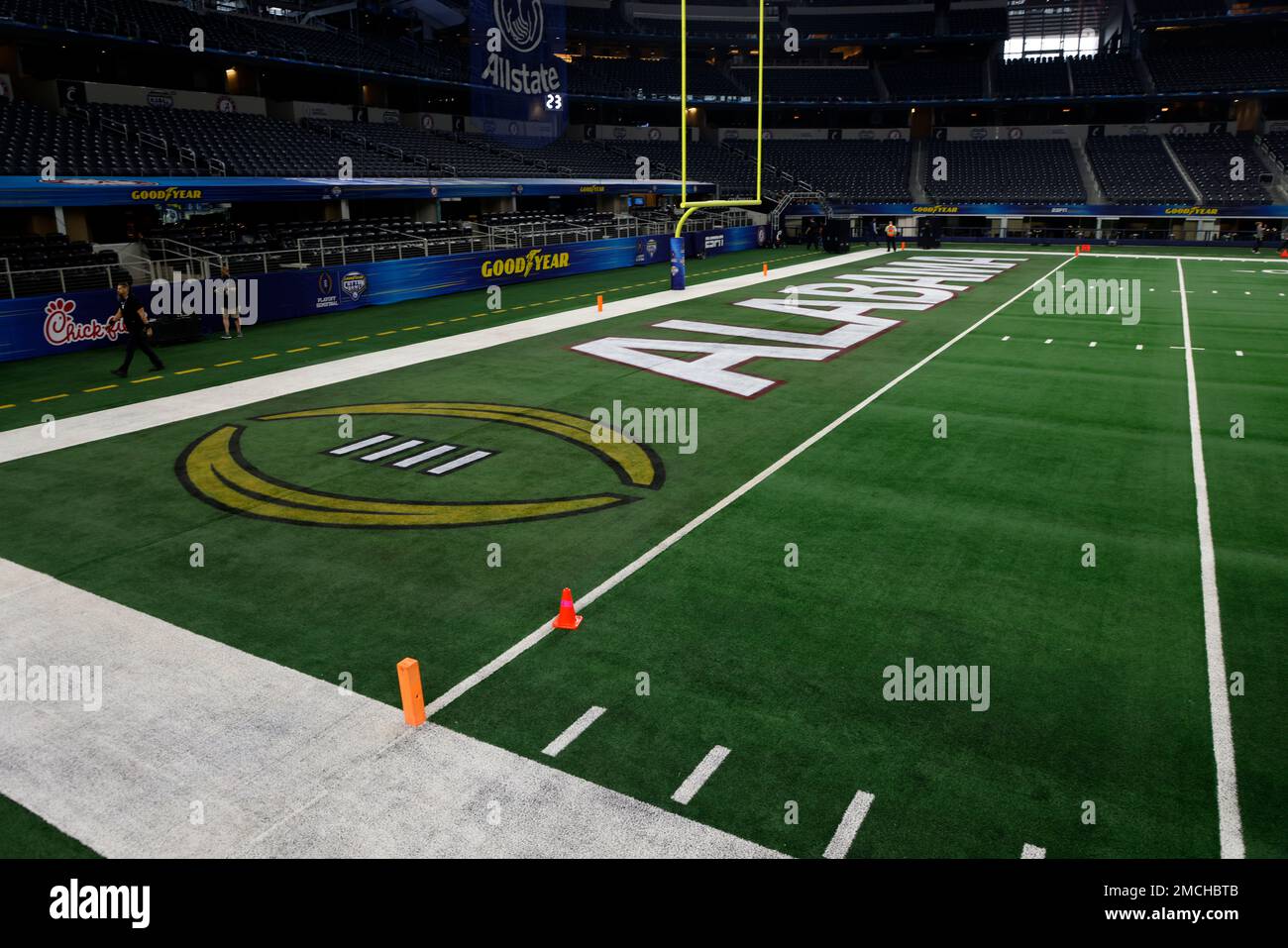 Alabama end zone is shown before the Cotton Bowl NCAA College Football ...