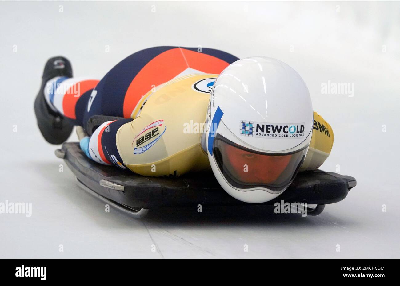 Kimberley Bos of Netherlands starts her first run of the woman Skeleton ...