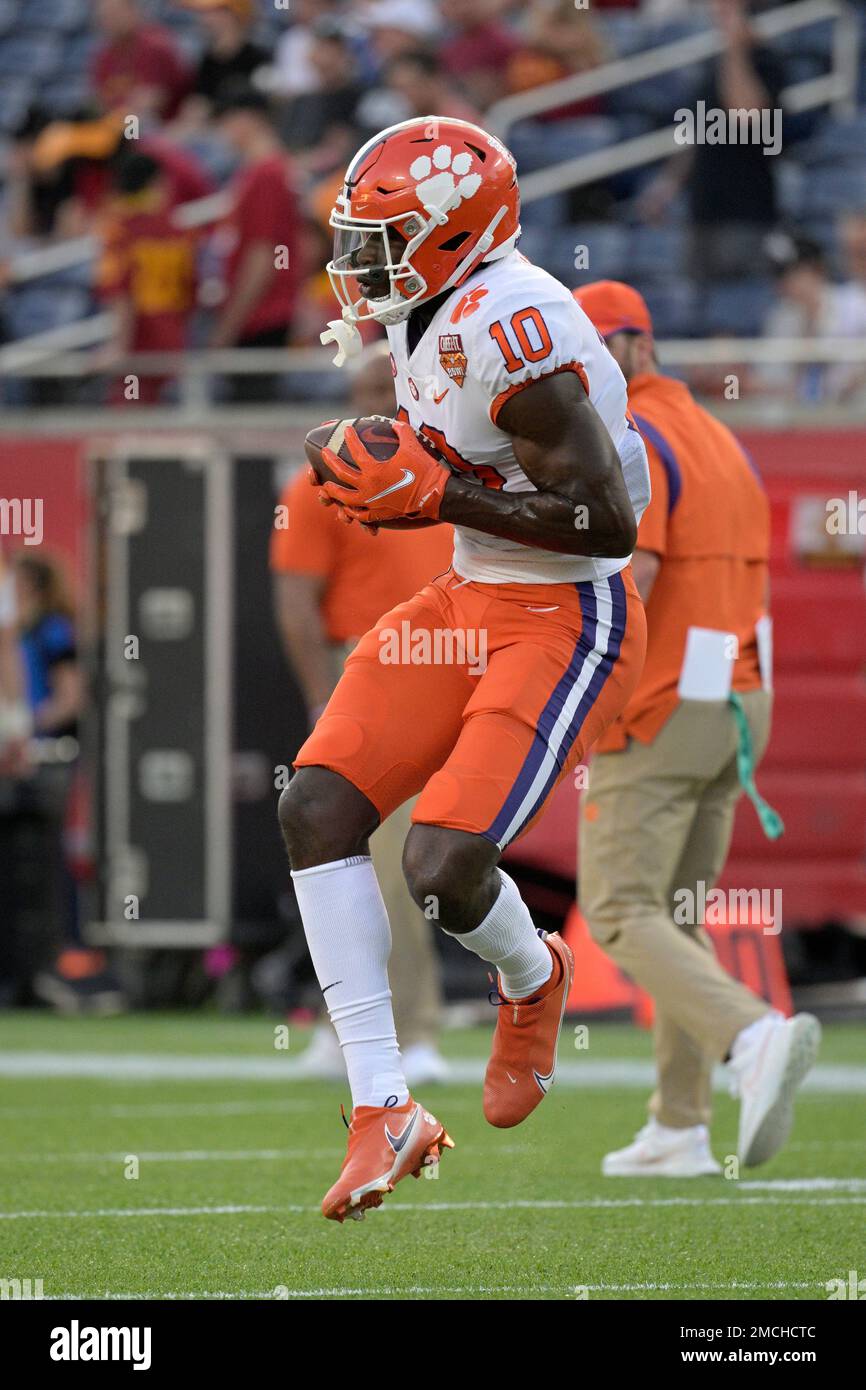 Clemson wide receiver Joseph Ngata (10) warms up before the Cheez-It ...