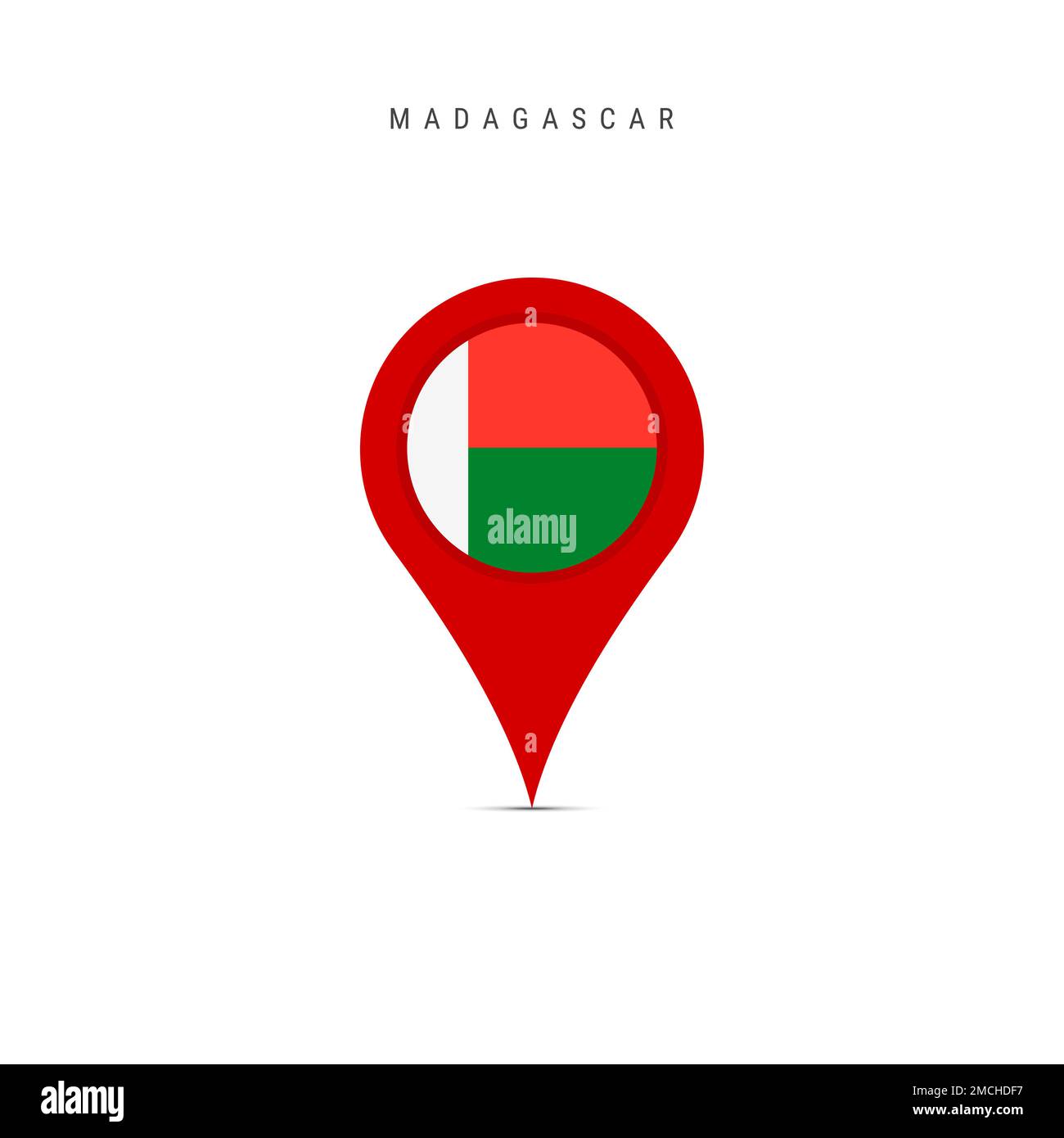 Teardrop map marker with flag of Madagascar. Republic of Madagascar flag inserted in the ...