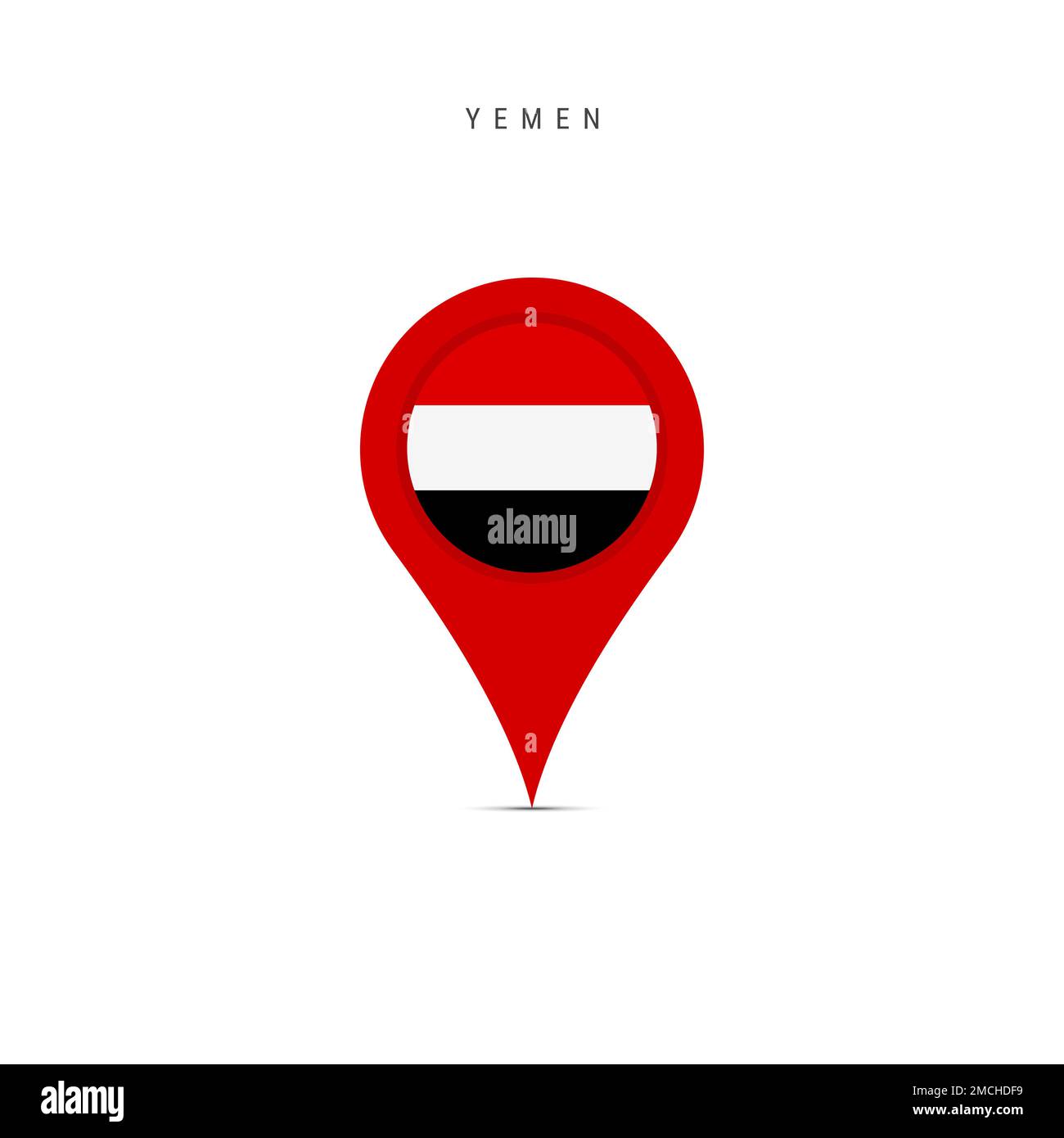 Teardrop map marker with flag of Yemen. Yemeni flag inserted in the ...