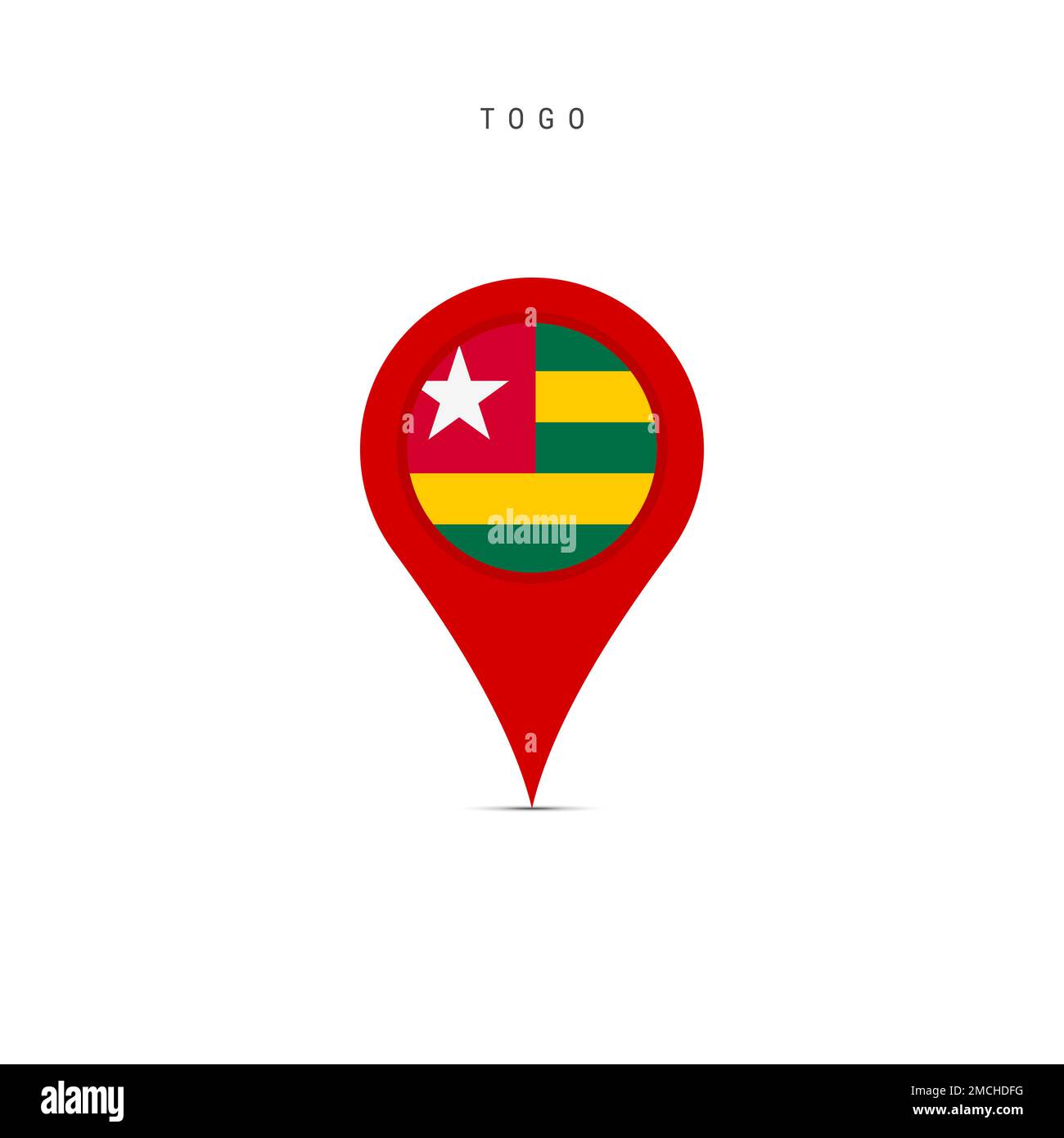 Teardrop map marker with flag of Togo. Togolese Republic flag inserted in the location map pin ...